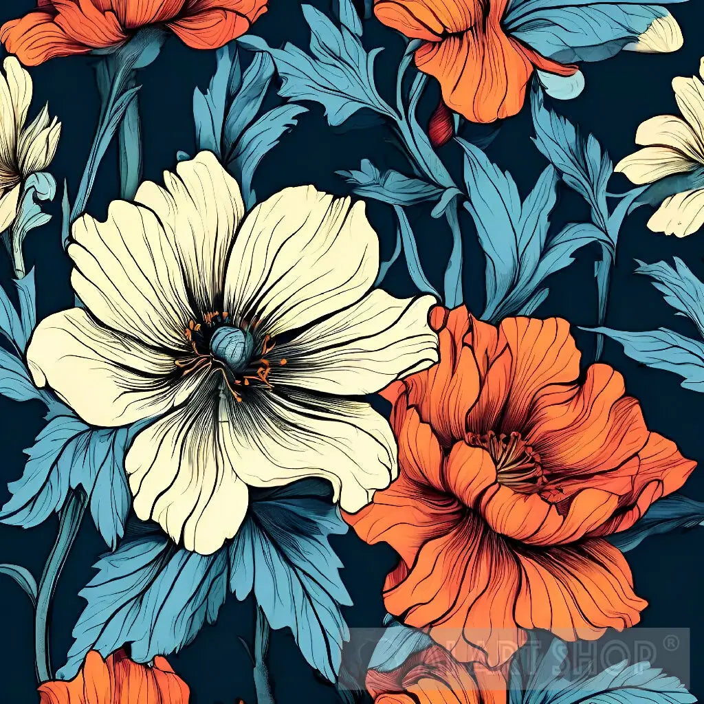 Night Bloom Floral Pattern - AI Art Shop