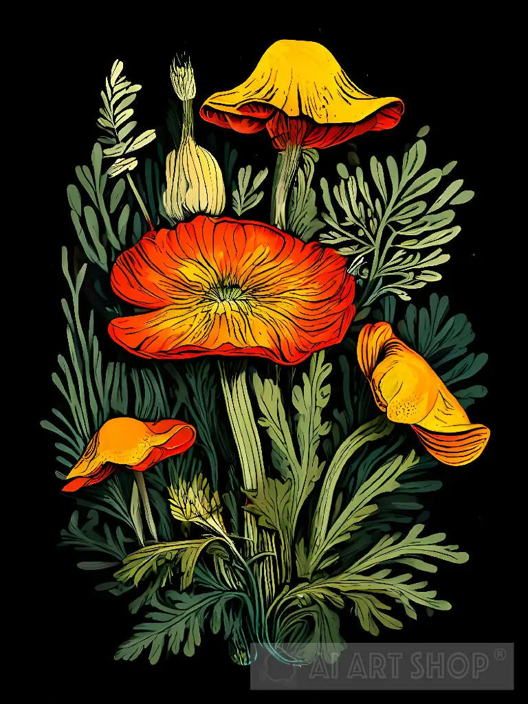 Night Bloom: Enchanting Flowers and Mushrooms - AI Art pen_spark