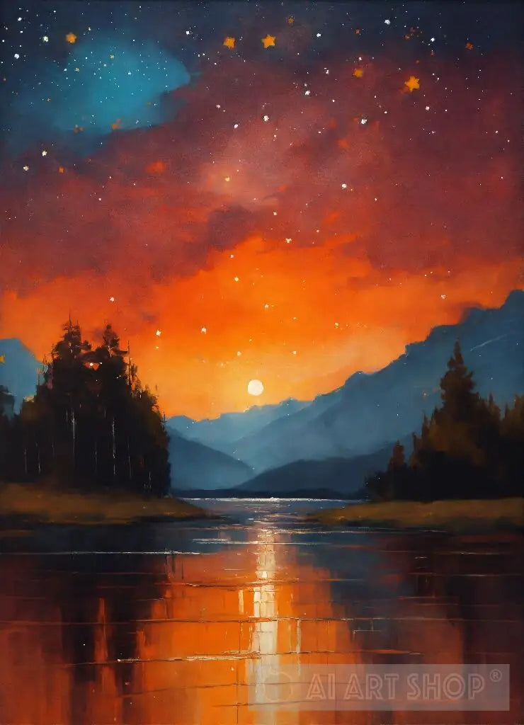 night sky with stars in warm tones