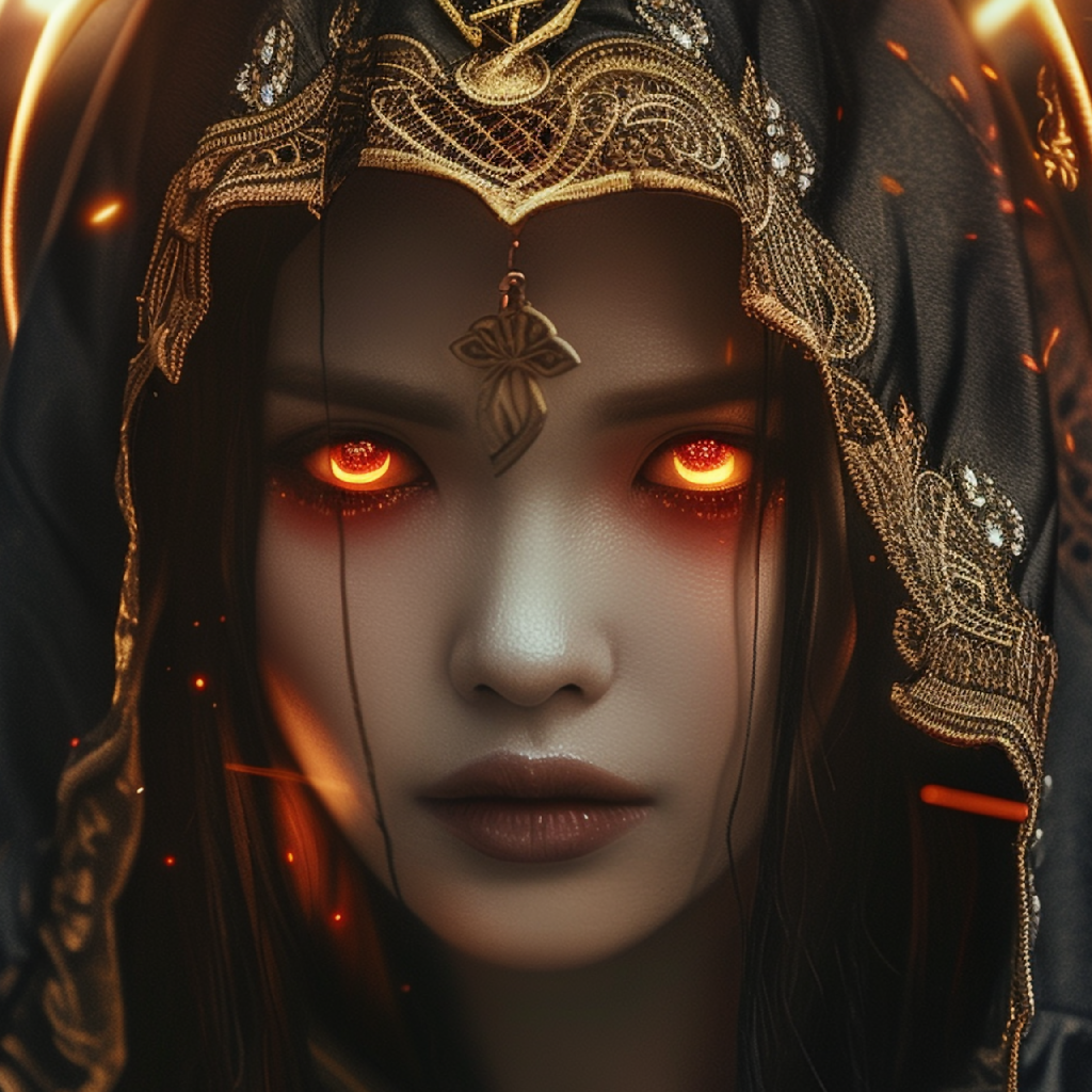 Red Veil – The Eye of the Storm | Dark Surreal AI Art Portrait