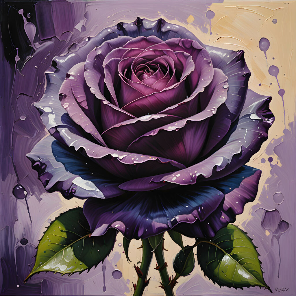 Purple Rose Oil Painting