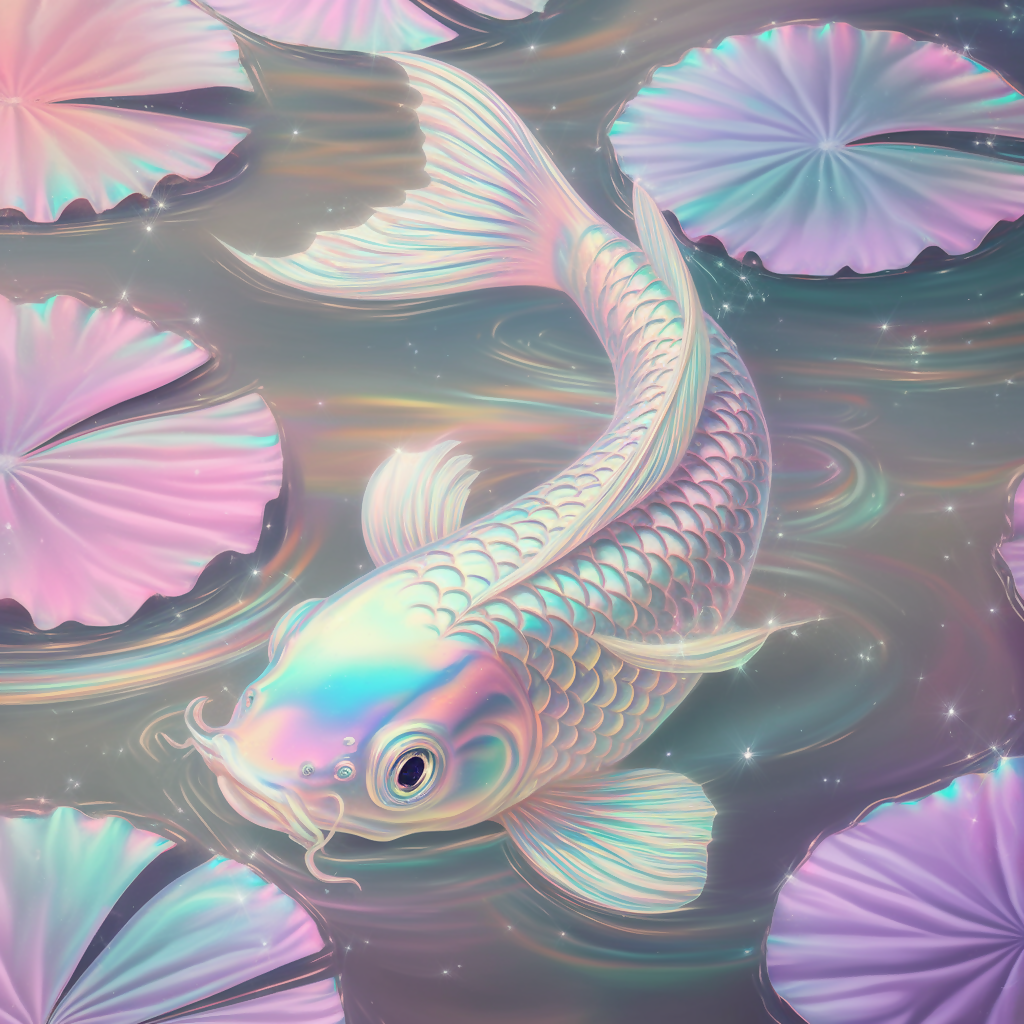 Holographic Koi Fish art