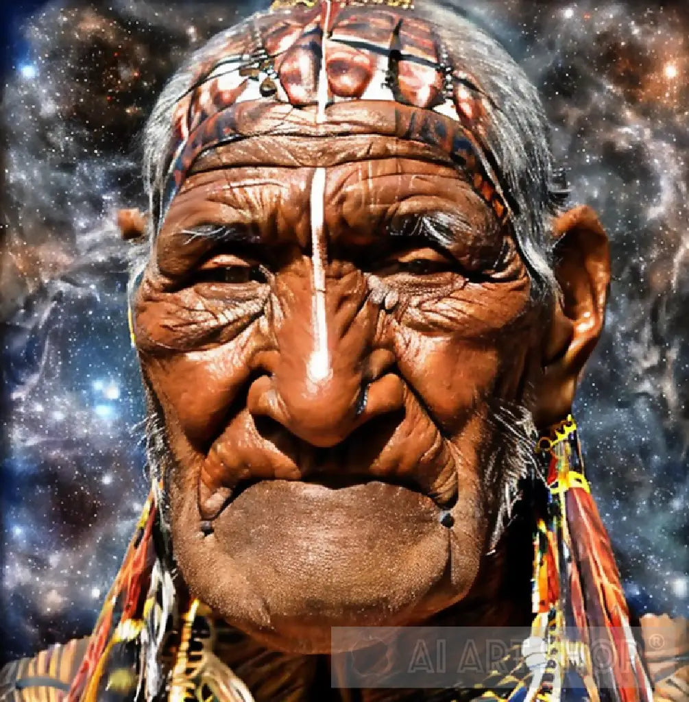 Old american native men portrait