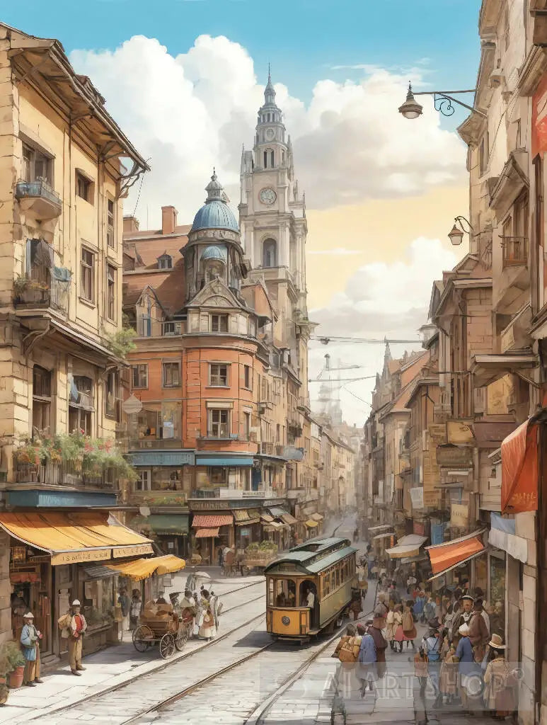 Old cityscape painting comes to life
