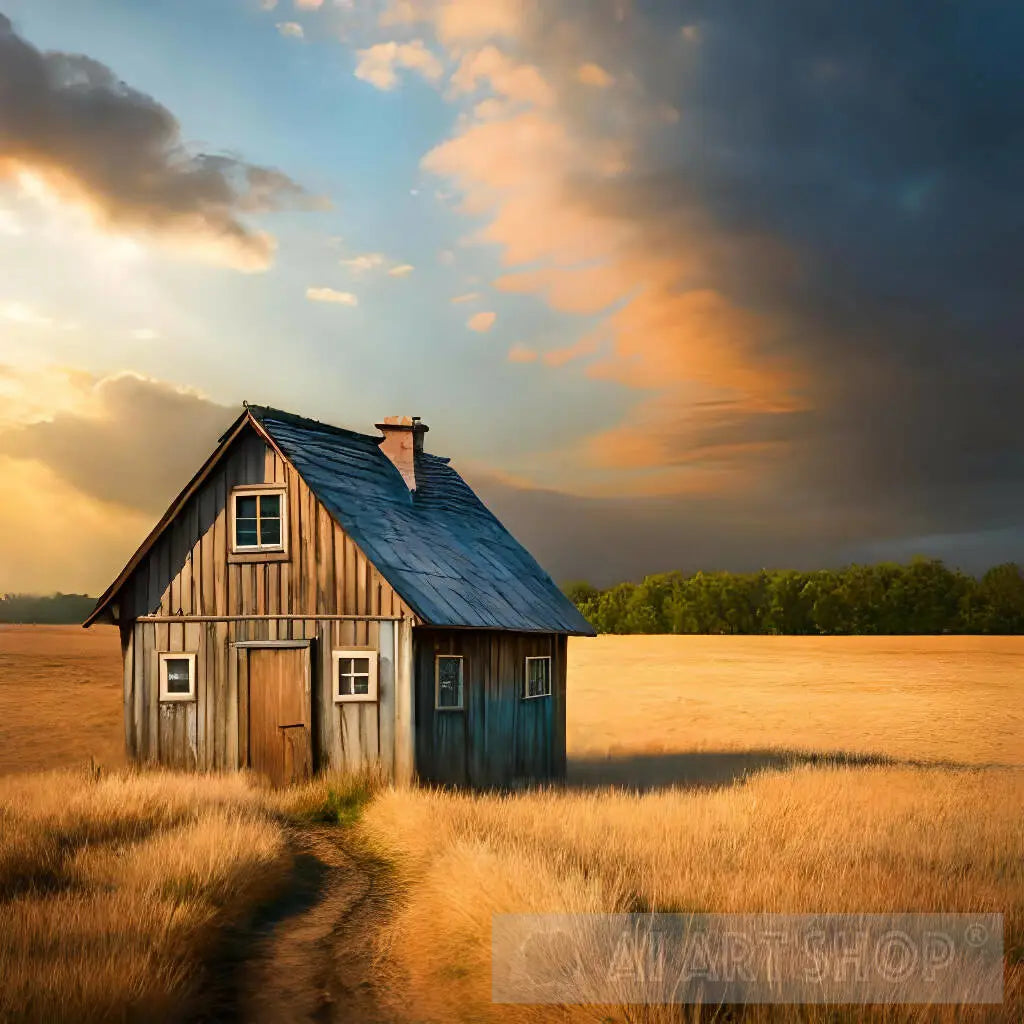 Old rustic house in rural area