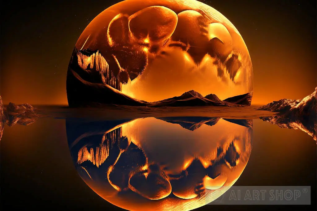 Orange moon landscape