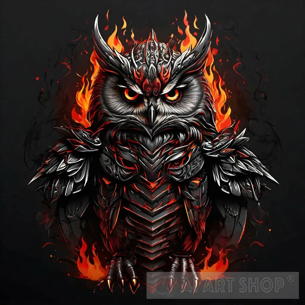 Owl On Fire, Owl, Fiery Scene, Symbolism, Intensity, Wildlife Art,