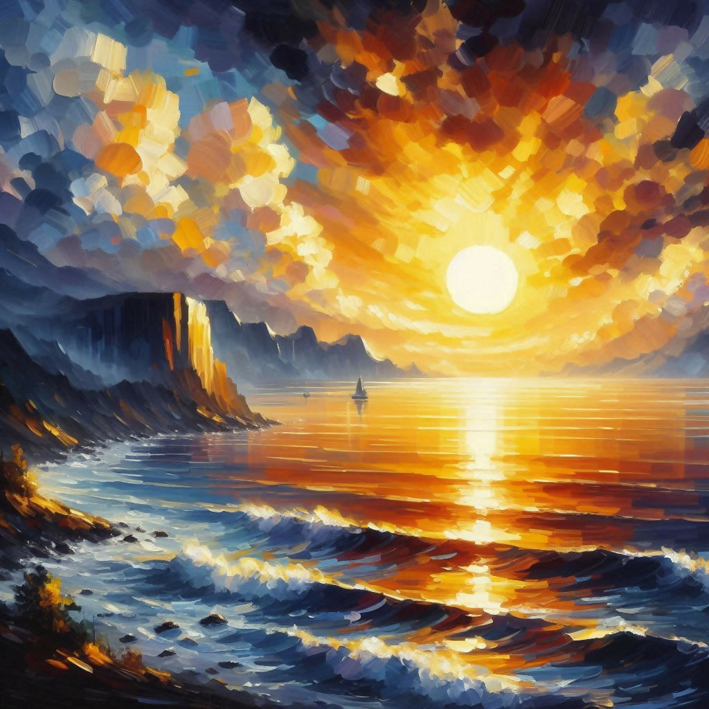 Golden Hour at Sea: A Stunning Sunset Landscape