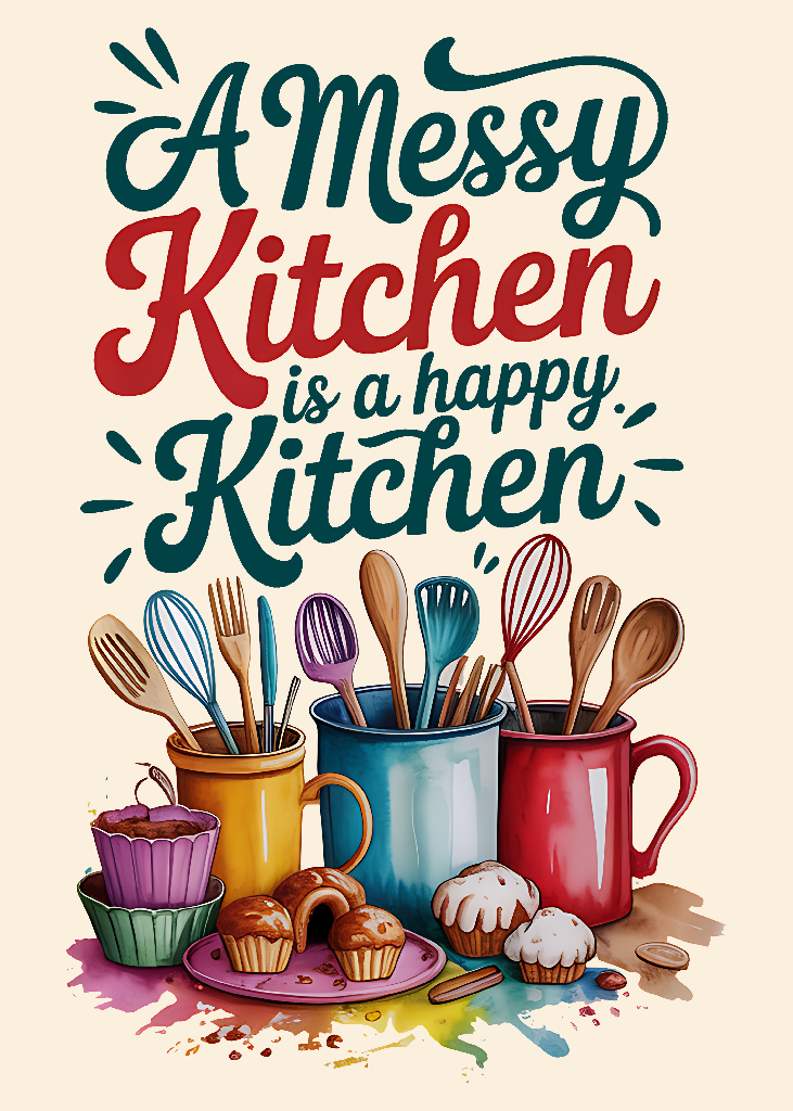 a messy kitchen is a happy kitchen