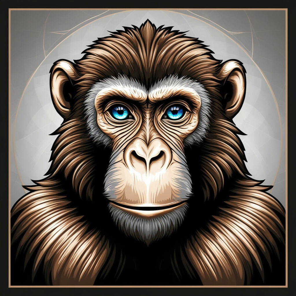 Majestic Monkey Highly Detailed Intricately Rendered SVG Shape Exce...