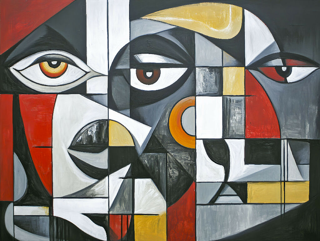 Abstract Face in Mixed Media