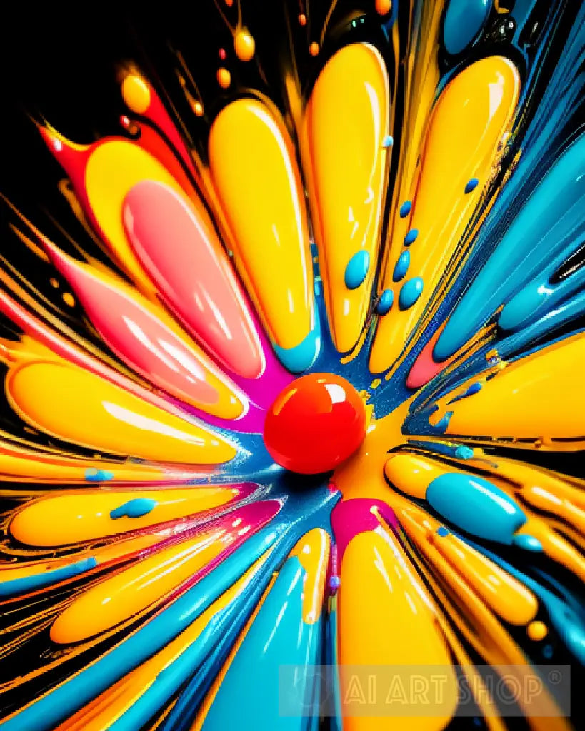 Flower, paint, droplet, liquid, nature, colorful, beautiful