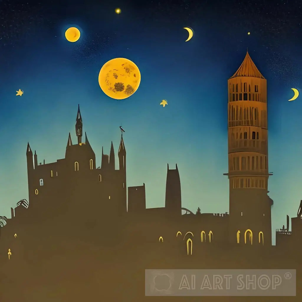 Twin Moons: Starry Night AI Art