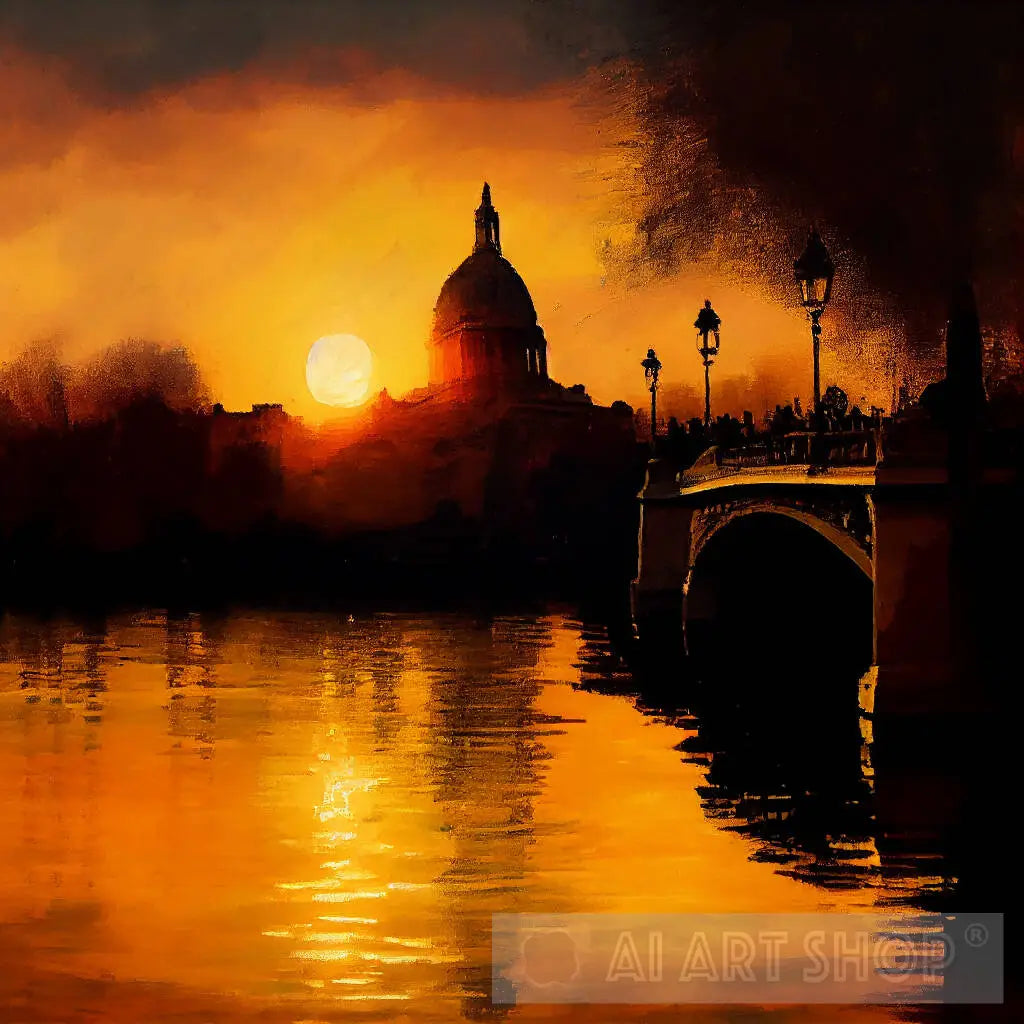 Paris in the Sunset: A Claude Monet Inspired Masterpiece