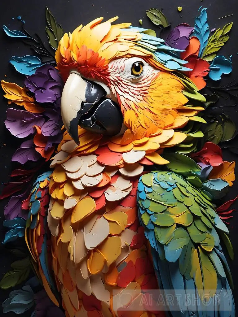 Parrot Painting, Tropical Avian Beauty, Exotic Wildlife Art, Vibran...