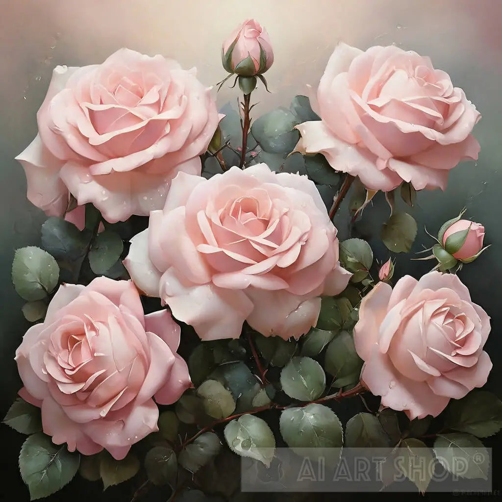 Pastel Pink Roses with Dark Green Leaves 4 of 4
