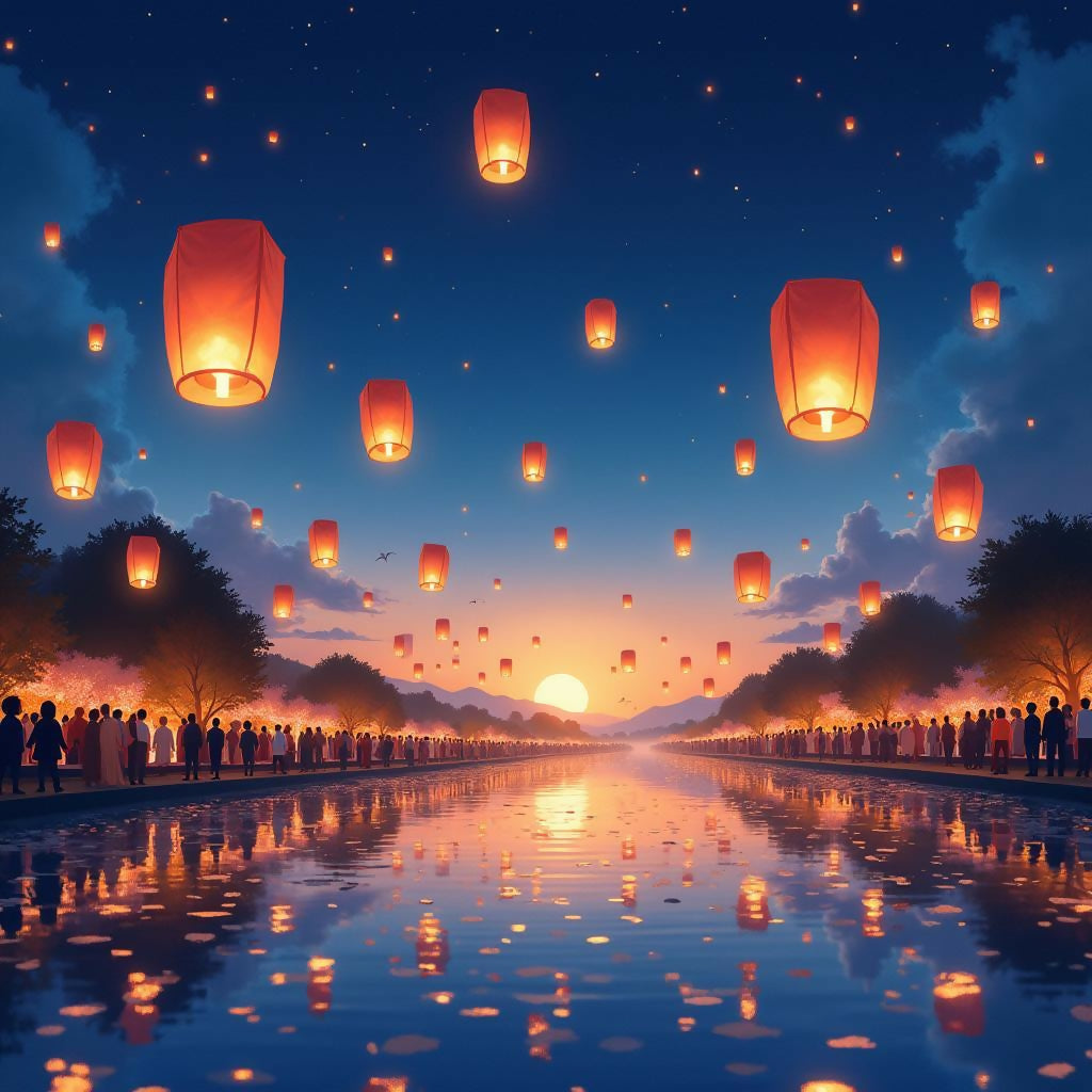 Floating Lantern Festival | Dreamy Night Sky Lanterns