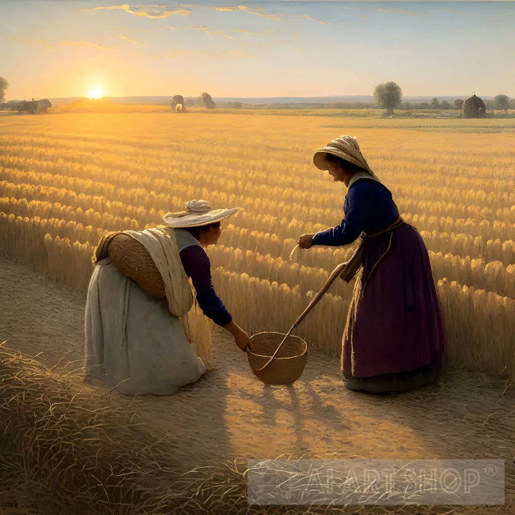 Peasant women working on grain field