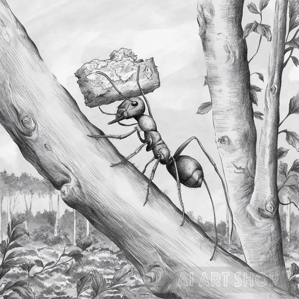 Pencil Sketch of a Hard Working Ant