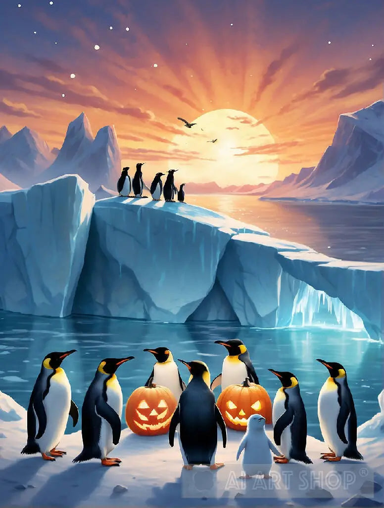 Penguins Celebrating Halloween