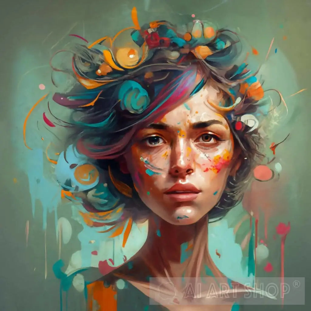 Photo of a vibrant portrait of a woman with colorful hair