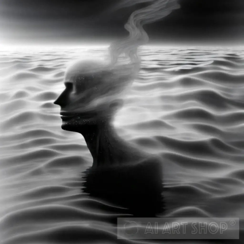 Wall art image of a human ghost's face. The face of a human gho...