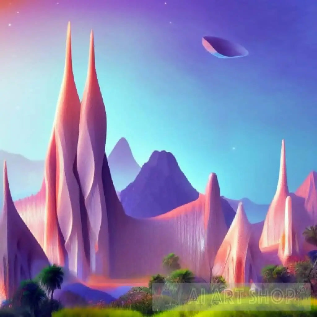 Pillars of Zorath: AI generated sci-fi art painting of a stunning l...