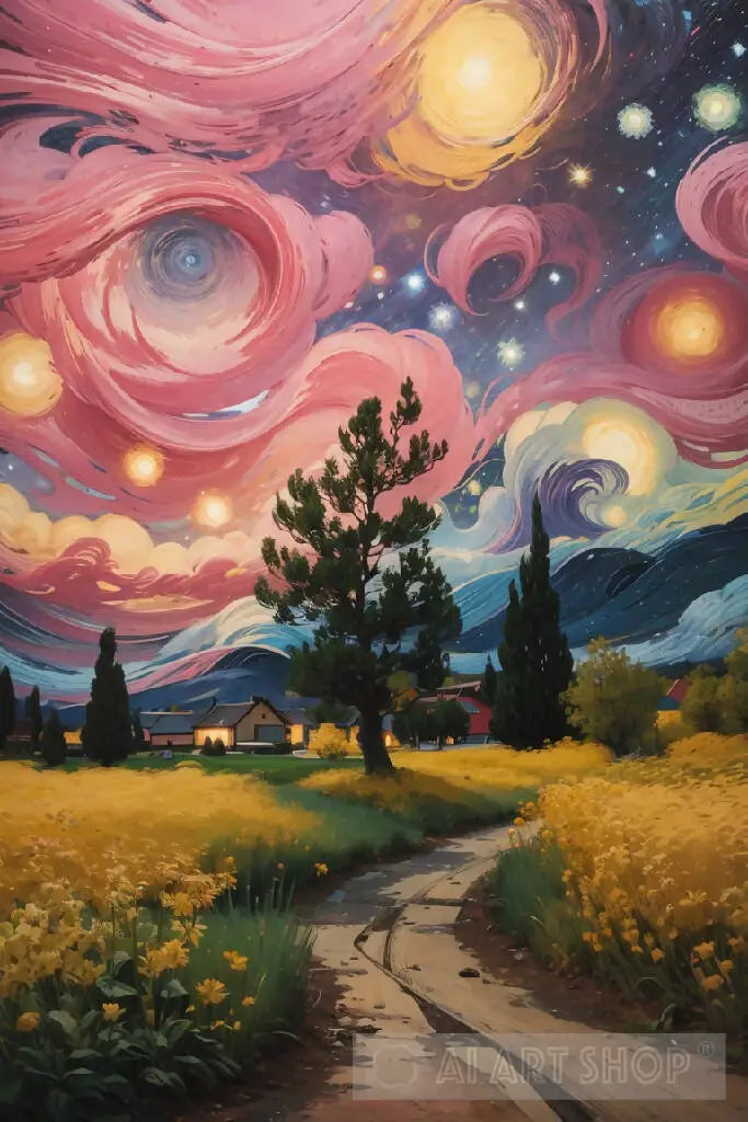 Pink starry night