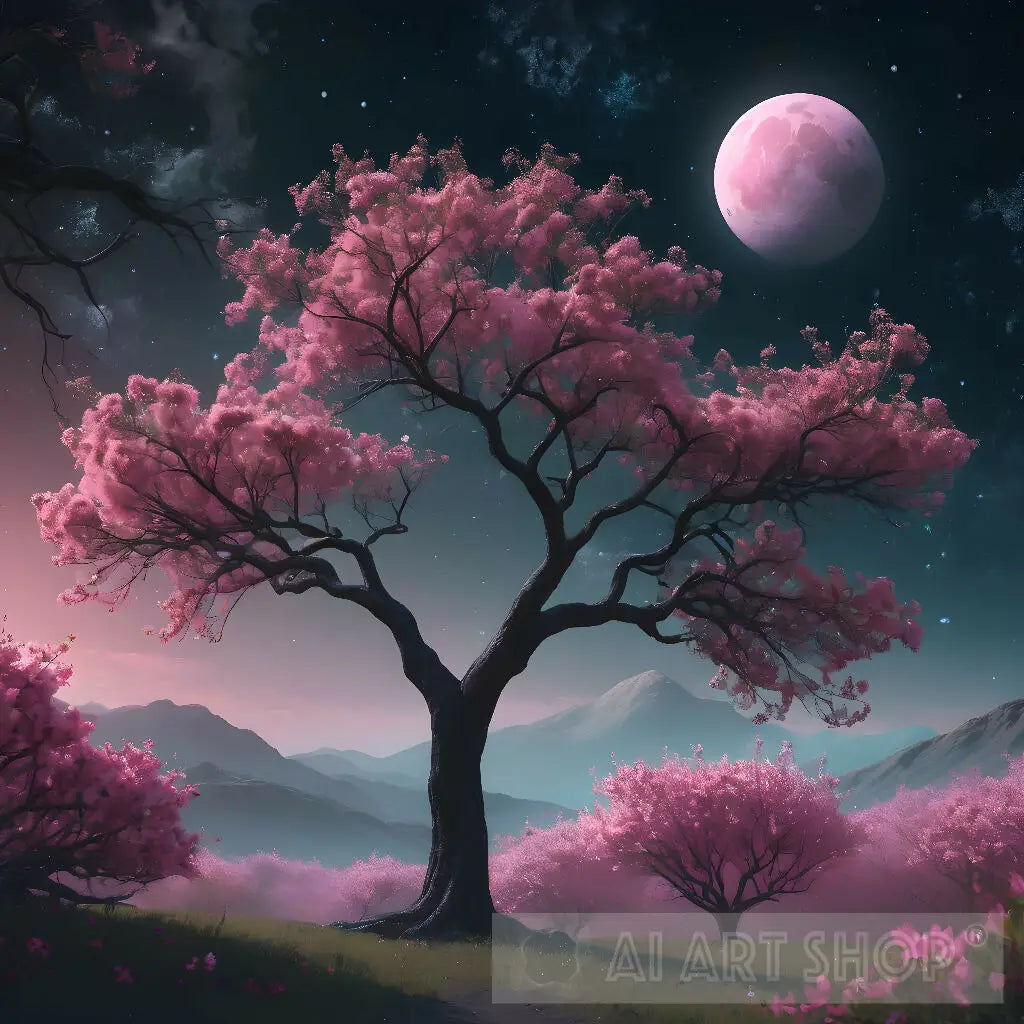 Pink tree on the moon