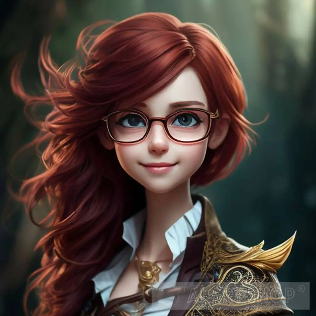 cute pirate librarian forest red hair