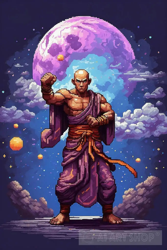 Pixel art 8bit style monk