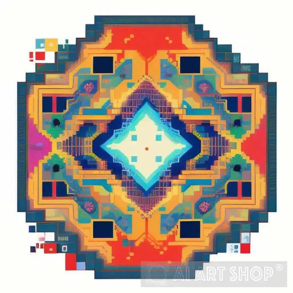 Pixelated perspectives AI-enhanced abstract art Innovative pixel ar...