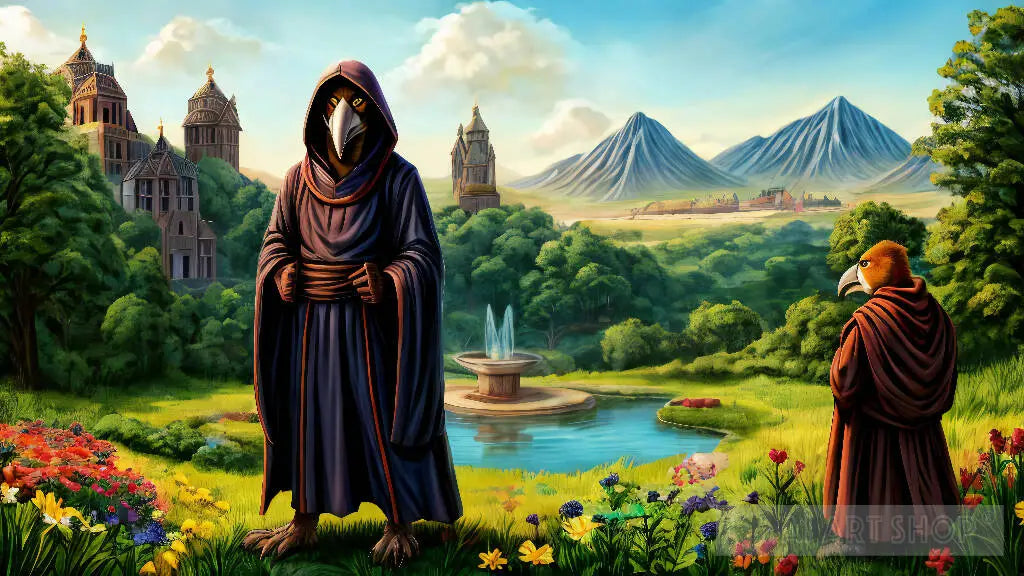 Planet, Birds, Landscape, artwork, illustration,