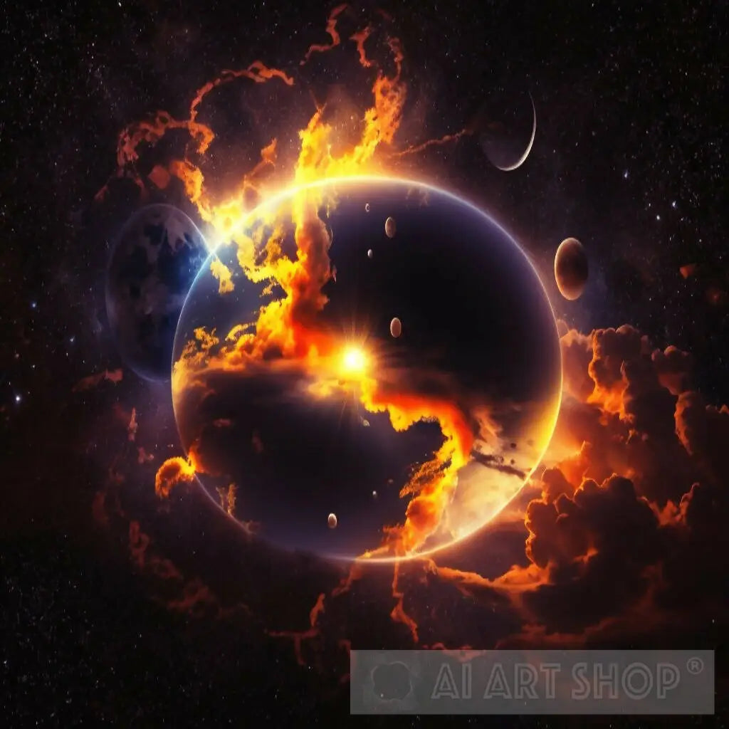 Planet, space, universe, stars, explosion