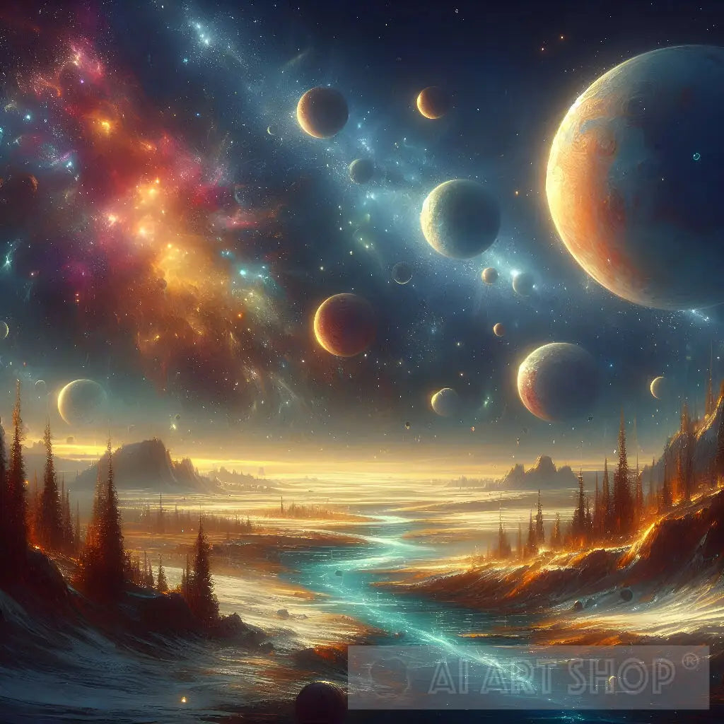 Planets In Space, Space, Planets, Astronomy, Art, Wall Painting, Co...
