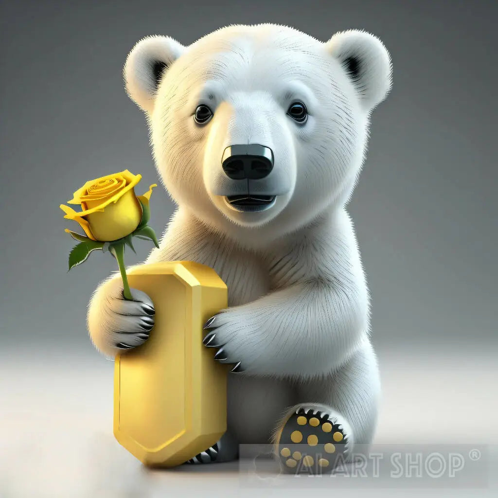 Polar bear gold gift love yallow rose box chocolate