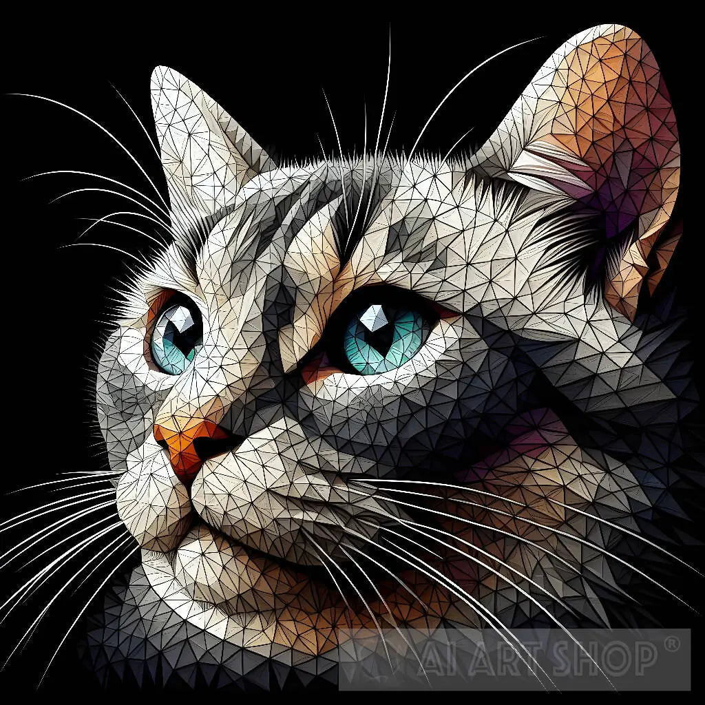 Polygonal Cat, Polygonal Art, GeometricCat, Cat, Cat Lovers, Contem...