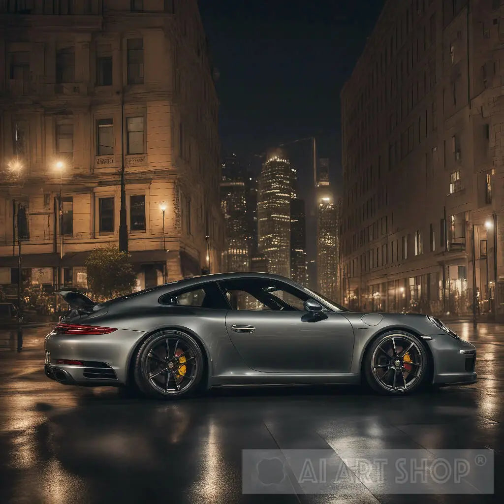 Porsche 911 in the city at night