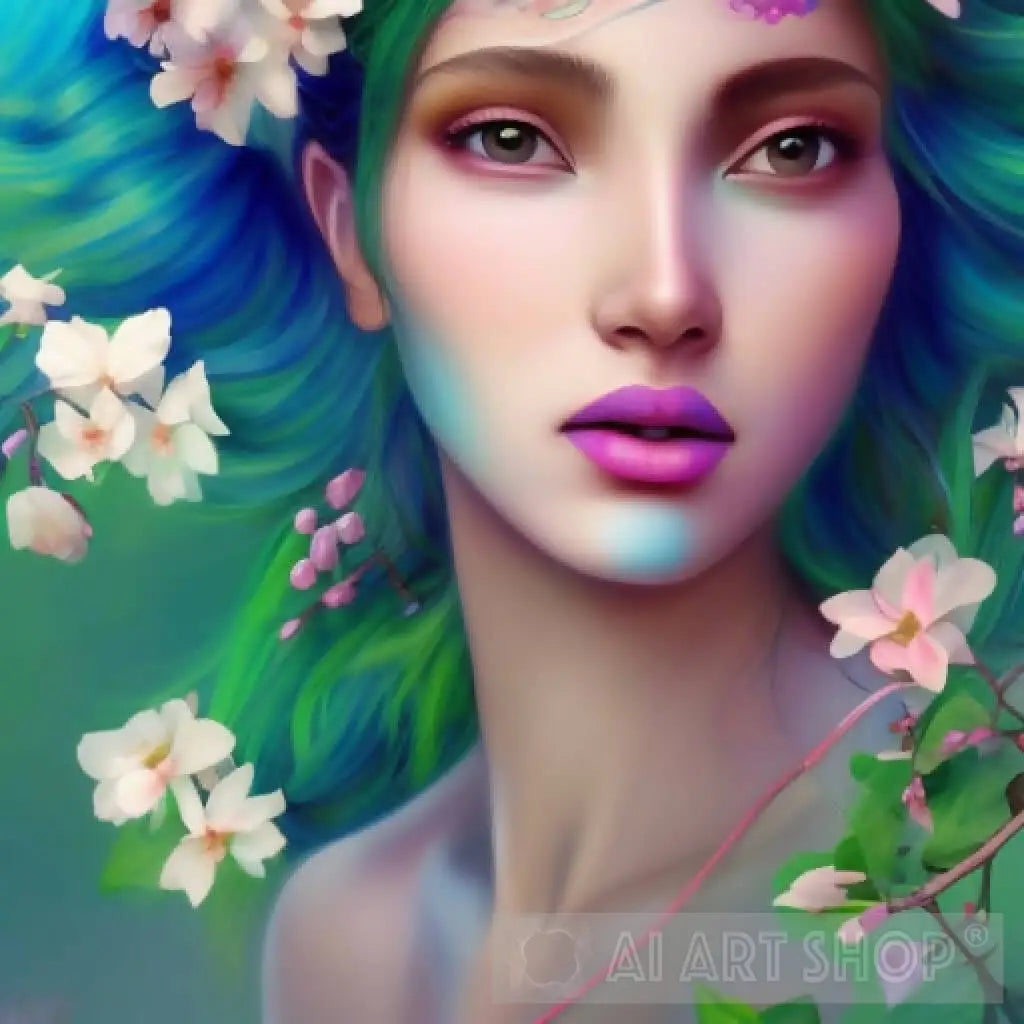 Portrait of a Blue Haired Beauty