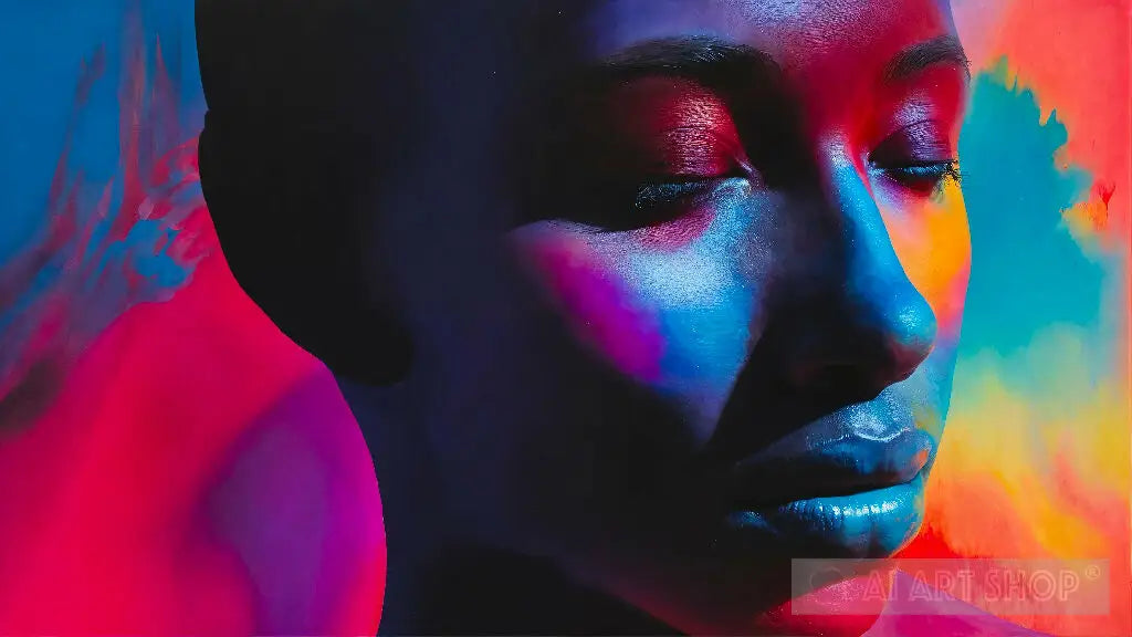 Portrait of a figure enveloped in a vibrant gradient