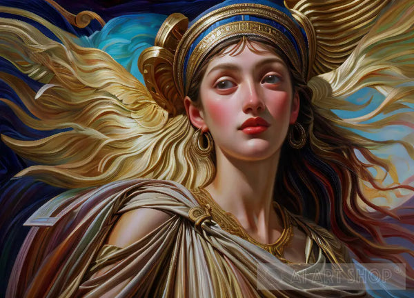 Portrait, Greek, Woman, Oil, Painting