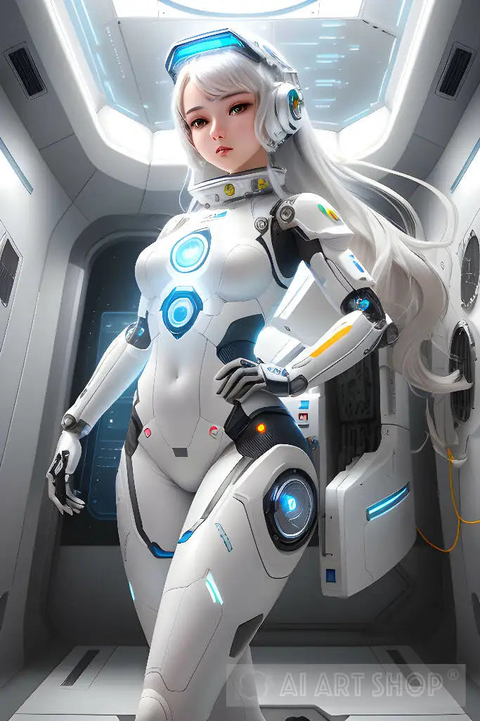 Ai Artwork, White, Cyborg, Robot, Spacecraft, Spaceship,