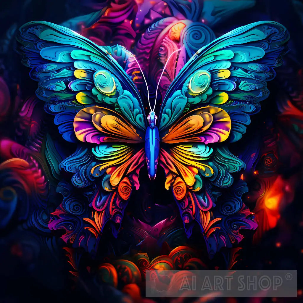 psychedelic butterfly in blue night