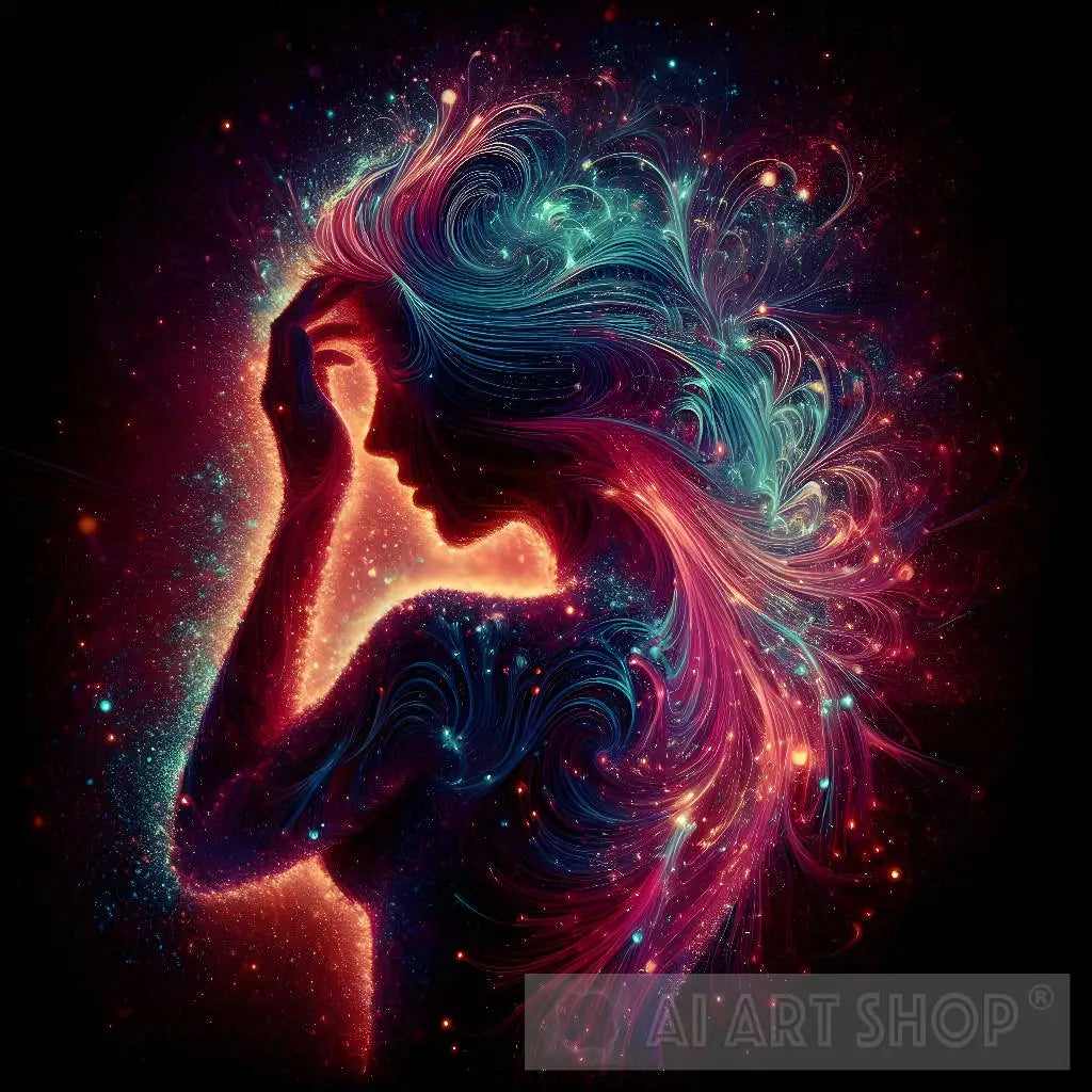 Psychedelic Painting, Abstract Expressionism, Vibrant Colors, Mind-...