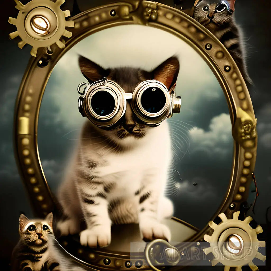 Punky Captain Kitty – Steampunk kitty and company are adventure ready.