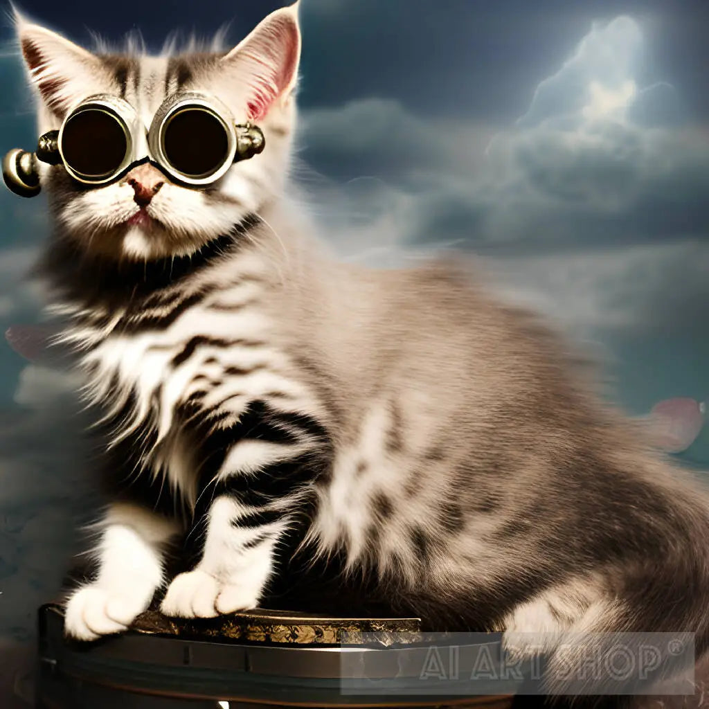 Punky Cat Charisma – Funky goggles and feline paws equal adventure.