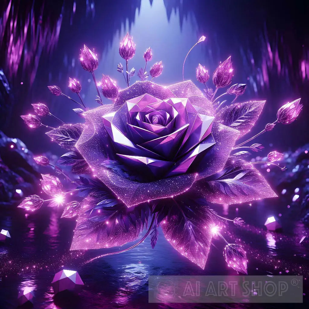 Purple Elegance: A Rose in Bloom, Purple, Rose, FloralArt, WallArt,...