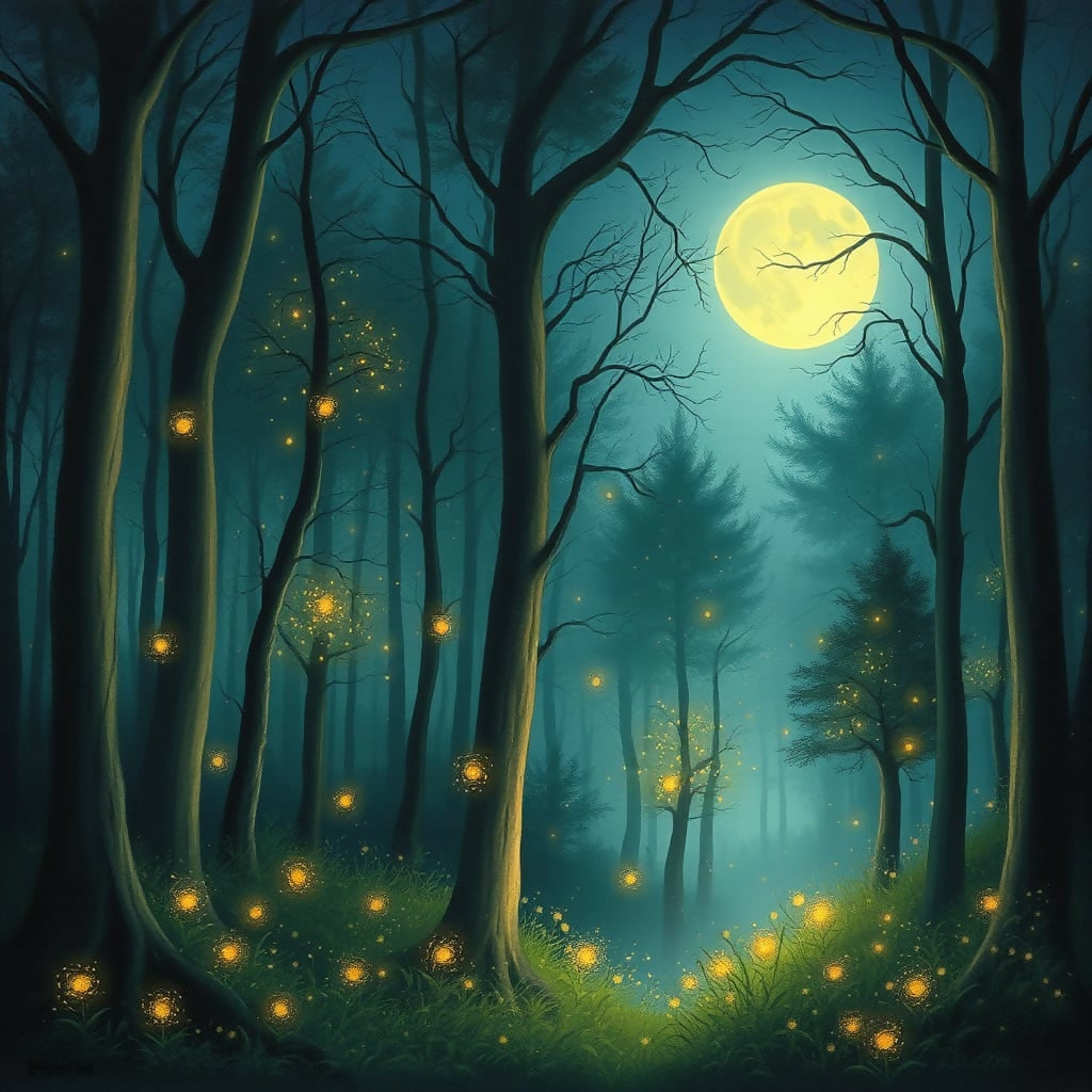 Luminous Forest | Magical Moonlit Woods AI Art