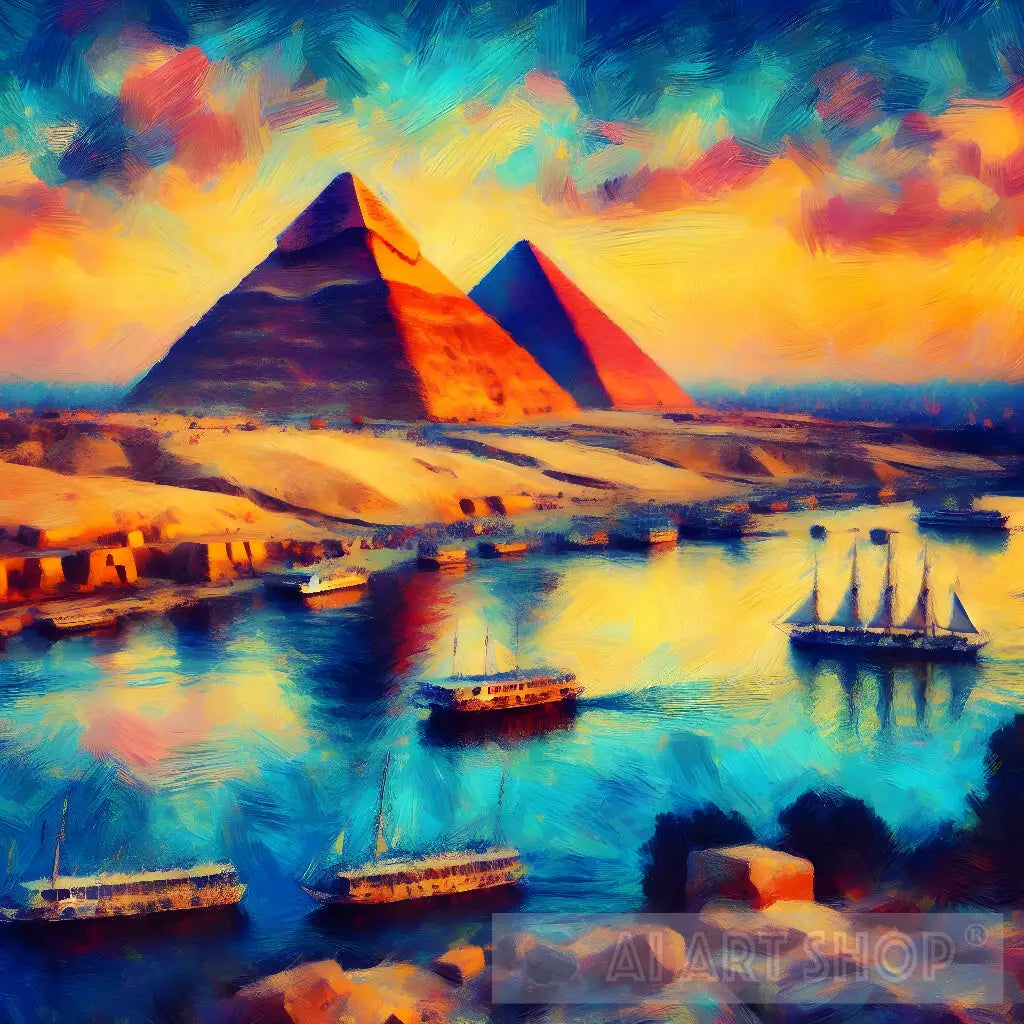 Pyramids of Giza Wall Mural - Ancient Egyptian Artwork
