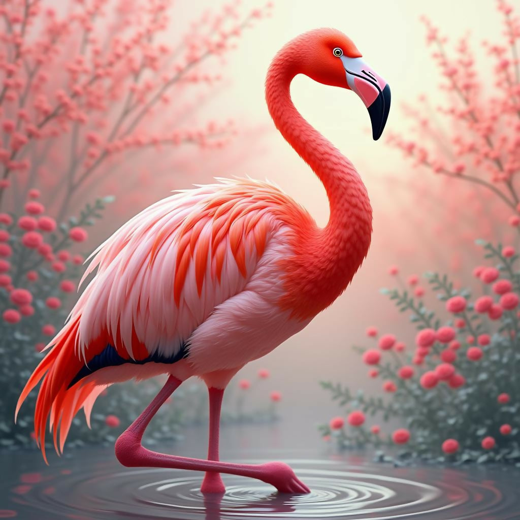 Elegant Flamingo Abstract Art Print - Graceful and Modern Artwork